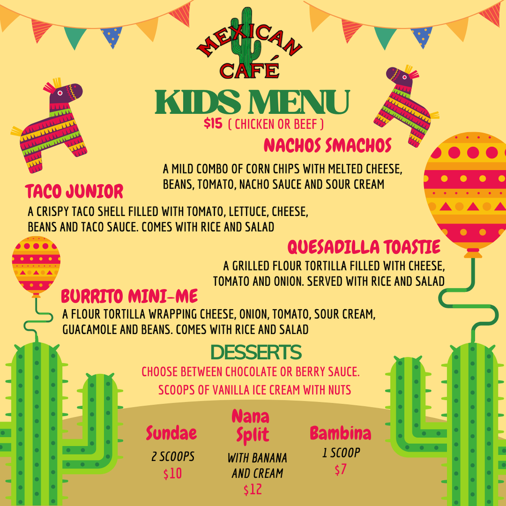Menu — Mexican Cafe
