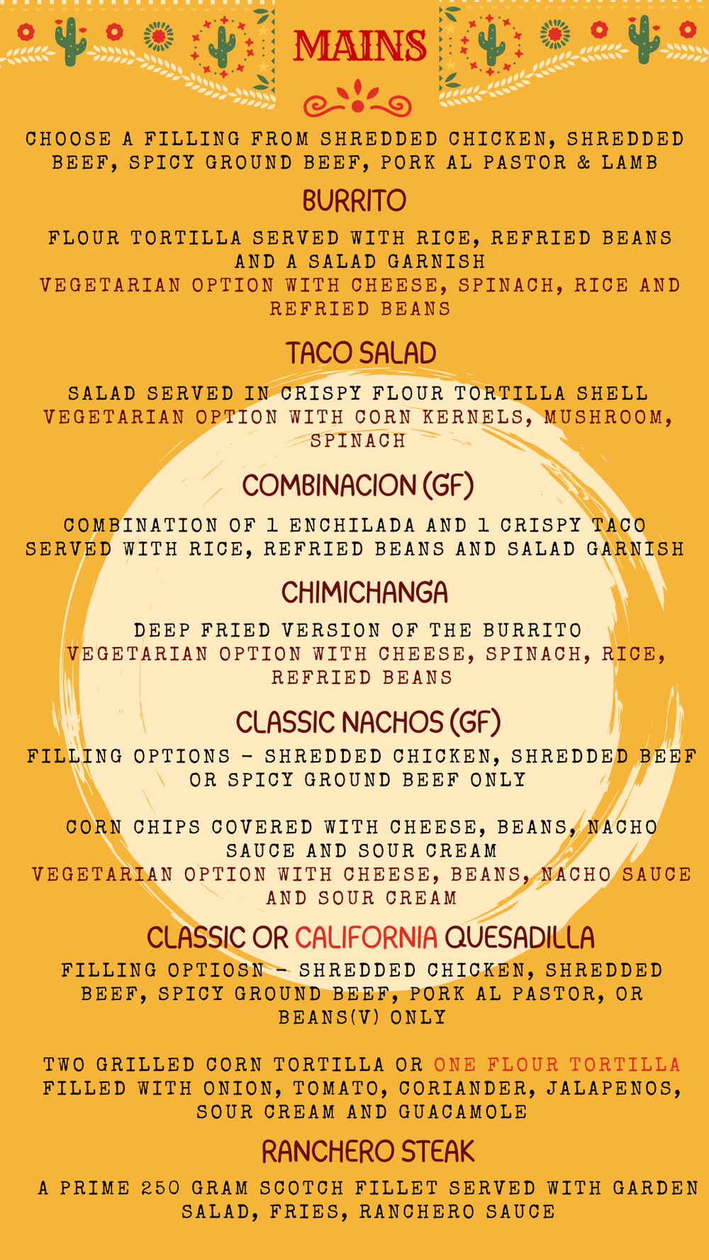 Menu — Mexican Cafe