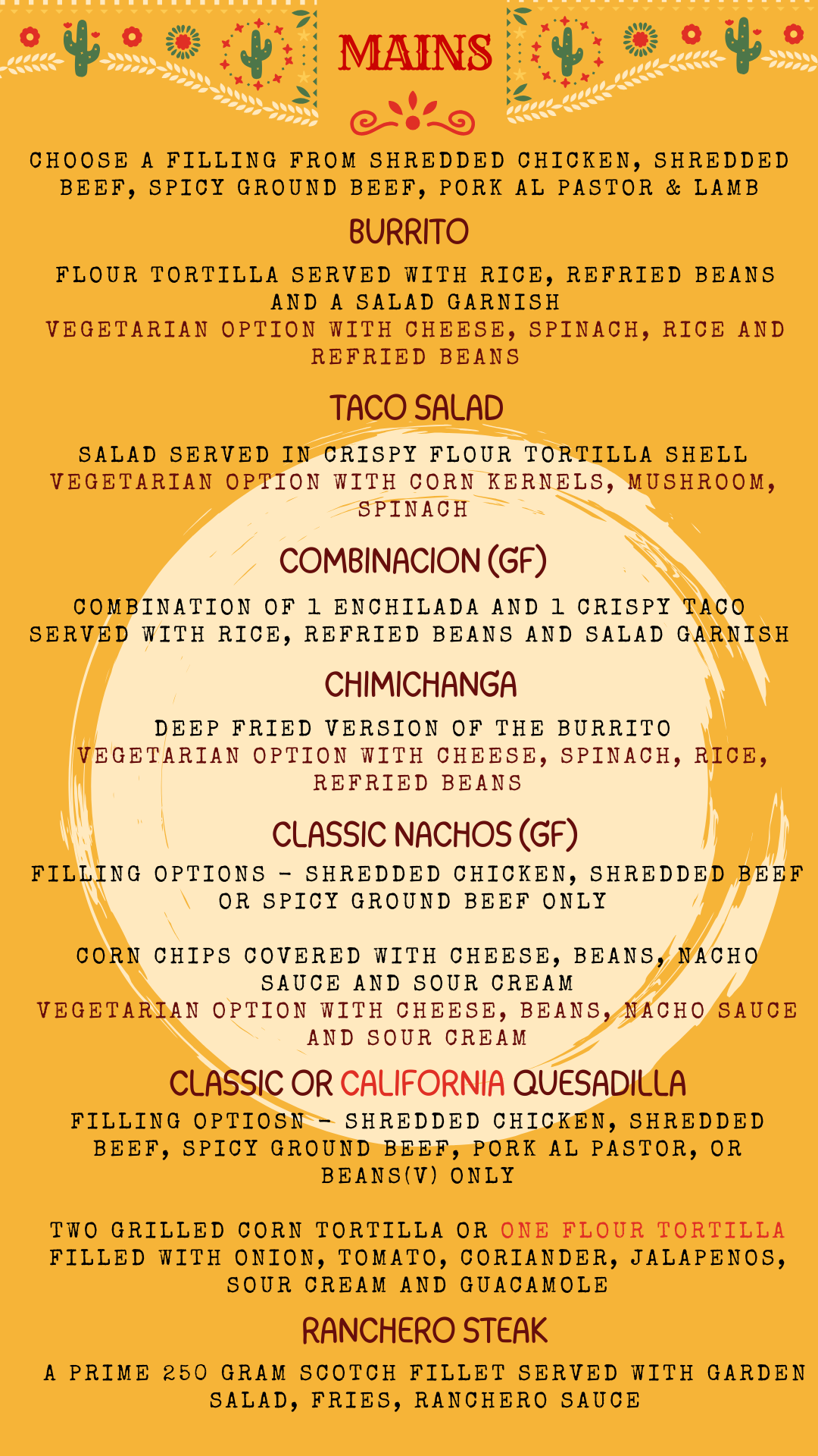 Menu — Mexican Cafe