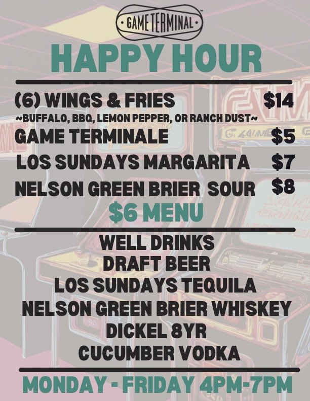 Food & Drink Menus — Game Terminal