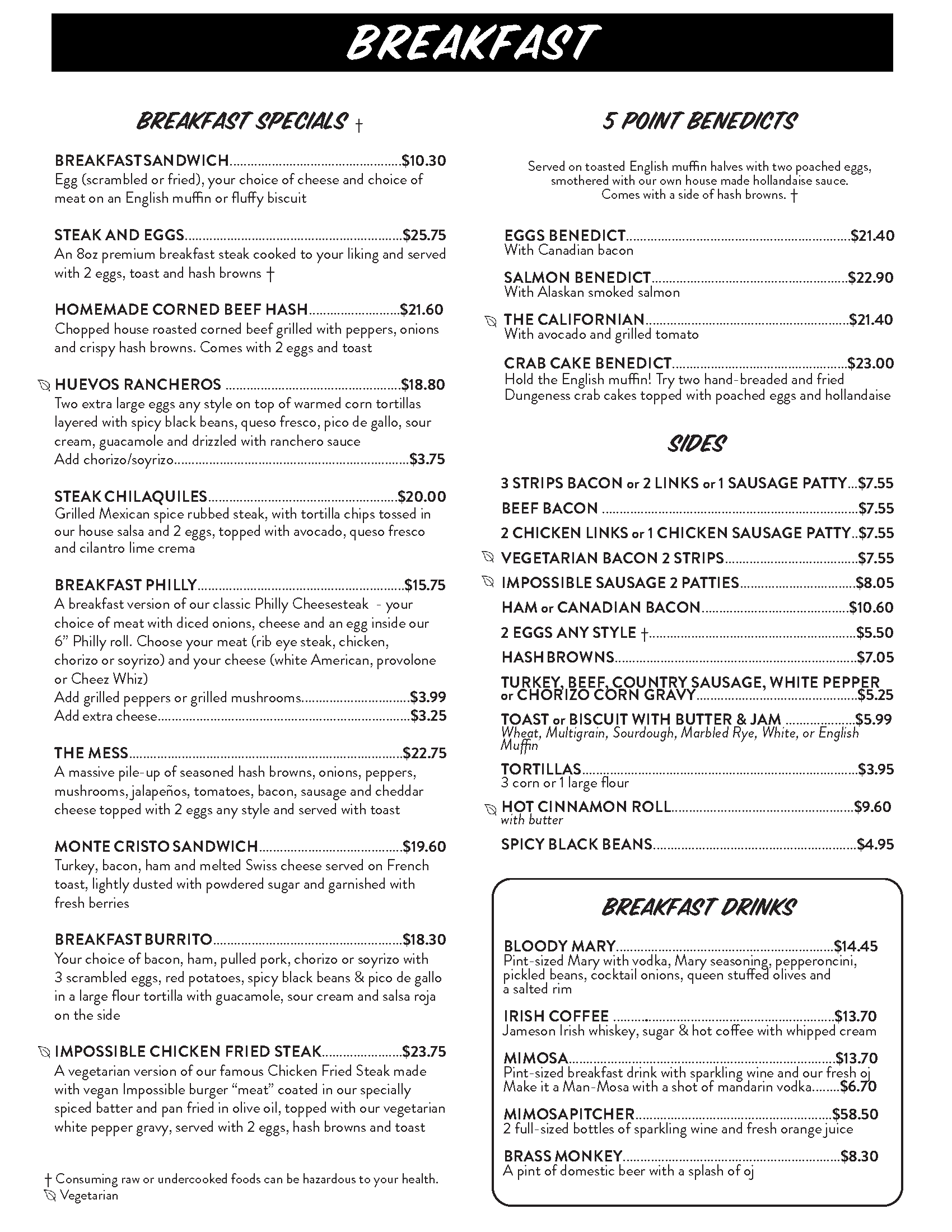 Main Menu — The 5 Point Cafe