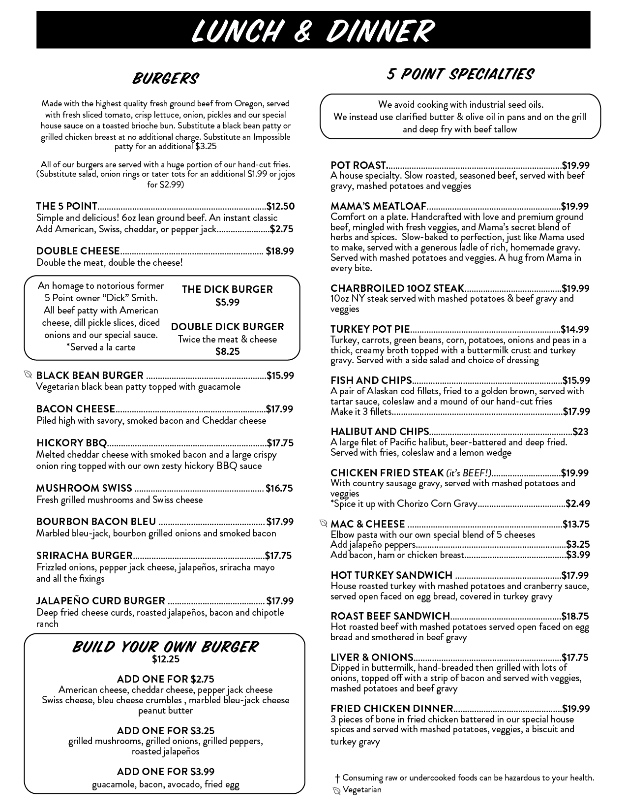 main menu — The 5 Point Cafe