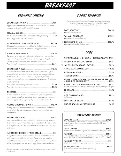 main menu — The 5 Point Cafe