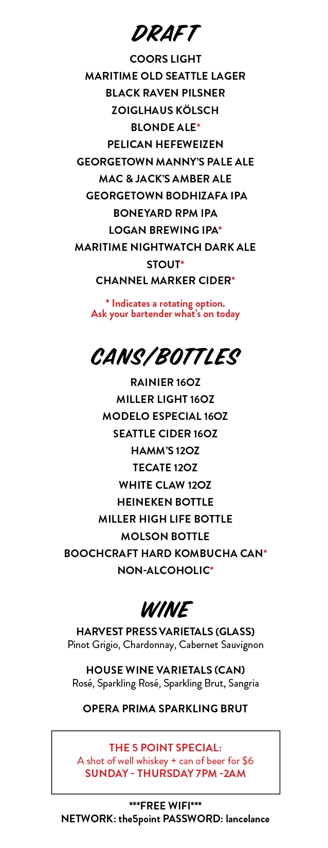 main menu — The 5 Point Cafe