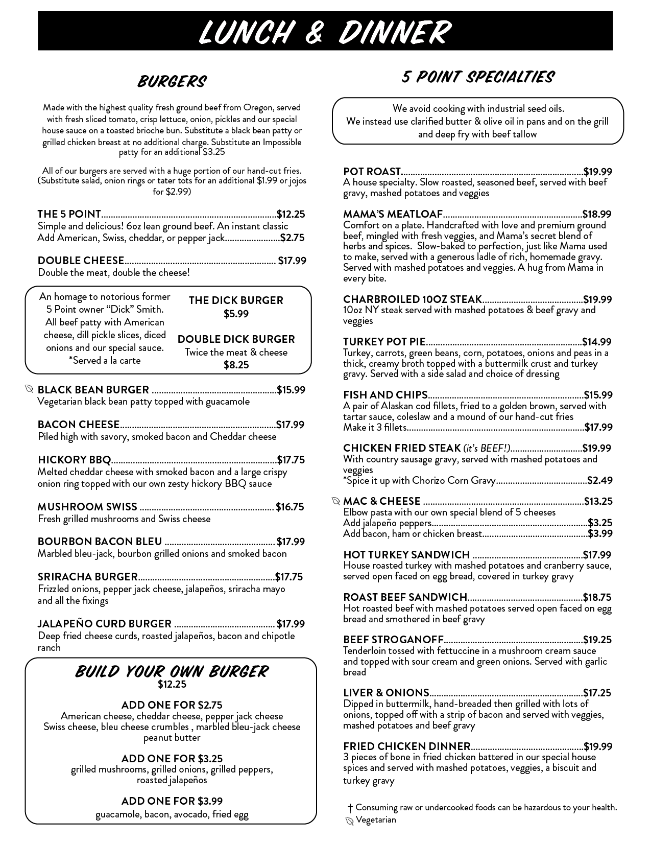 main menu — The 5 Point Cafe