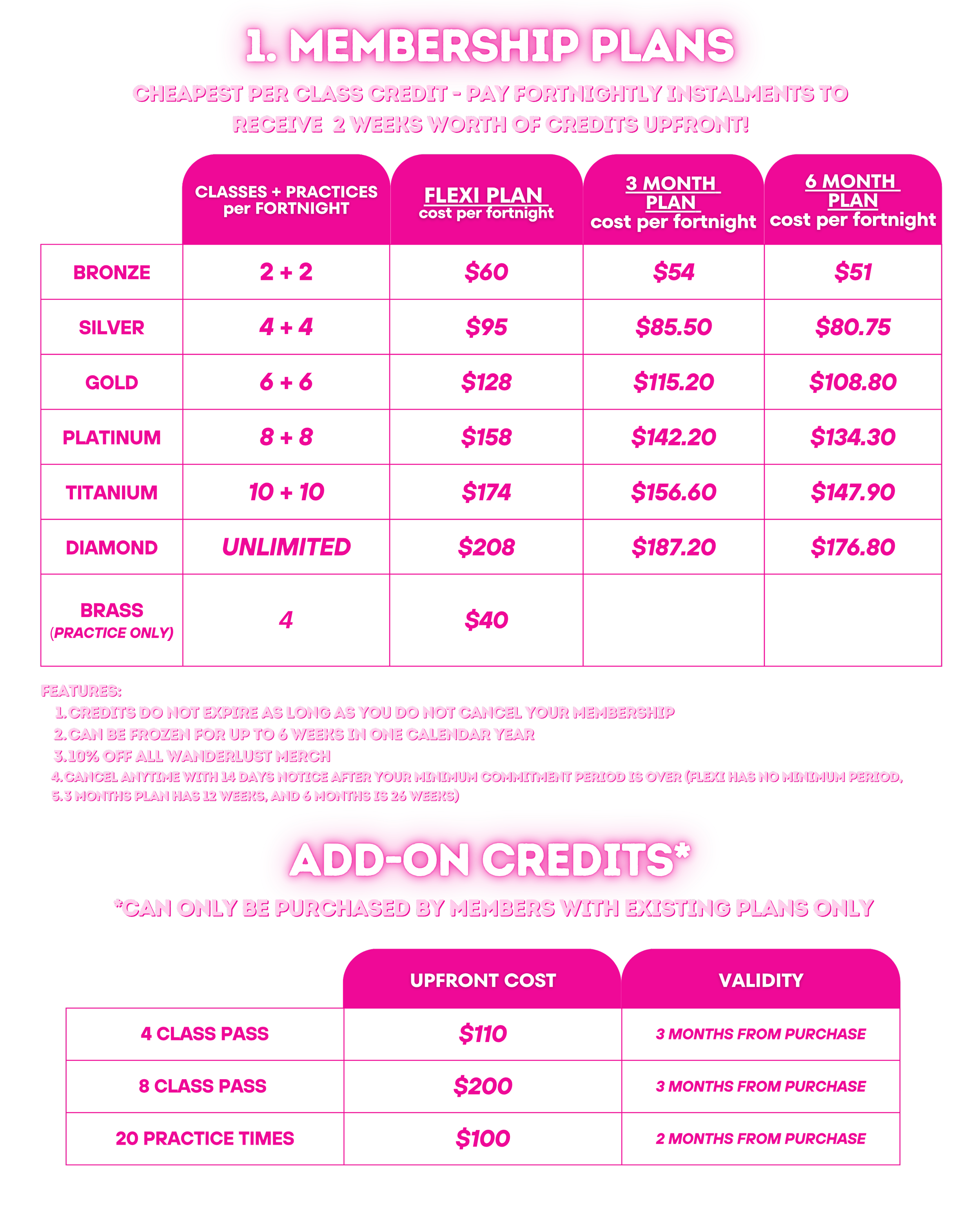 Pole and Aerial Pricing — Wanderlust Pole & Aerial Studio