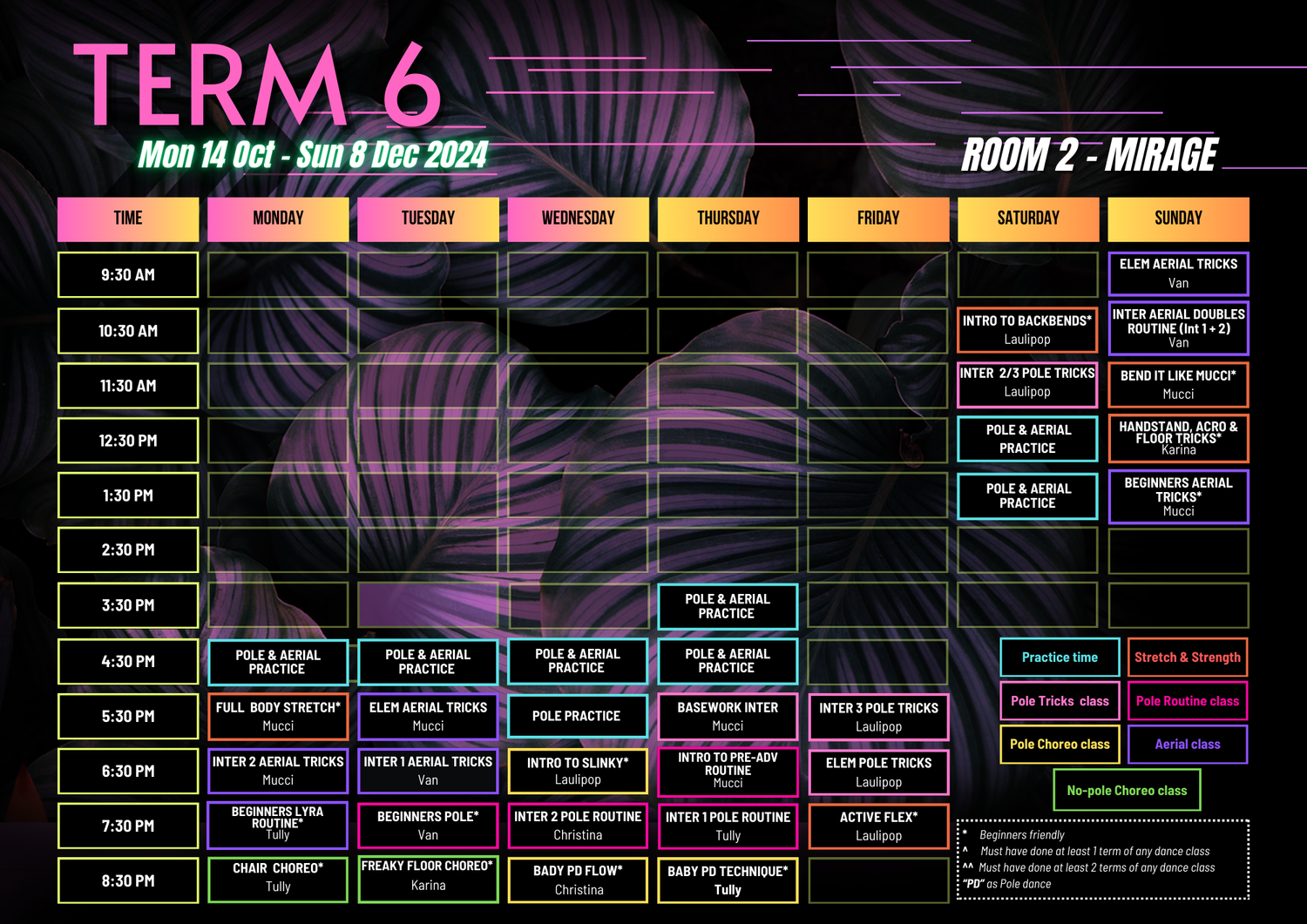 Term 6 - Next Timetable — Wanderlust Pole & Aerial Studio