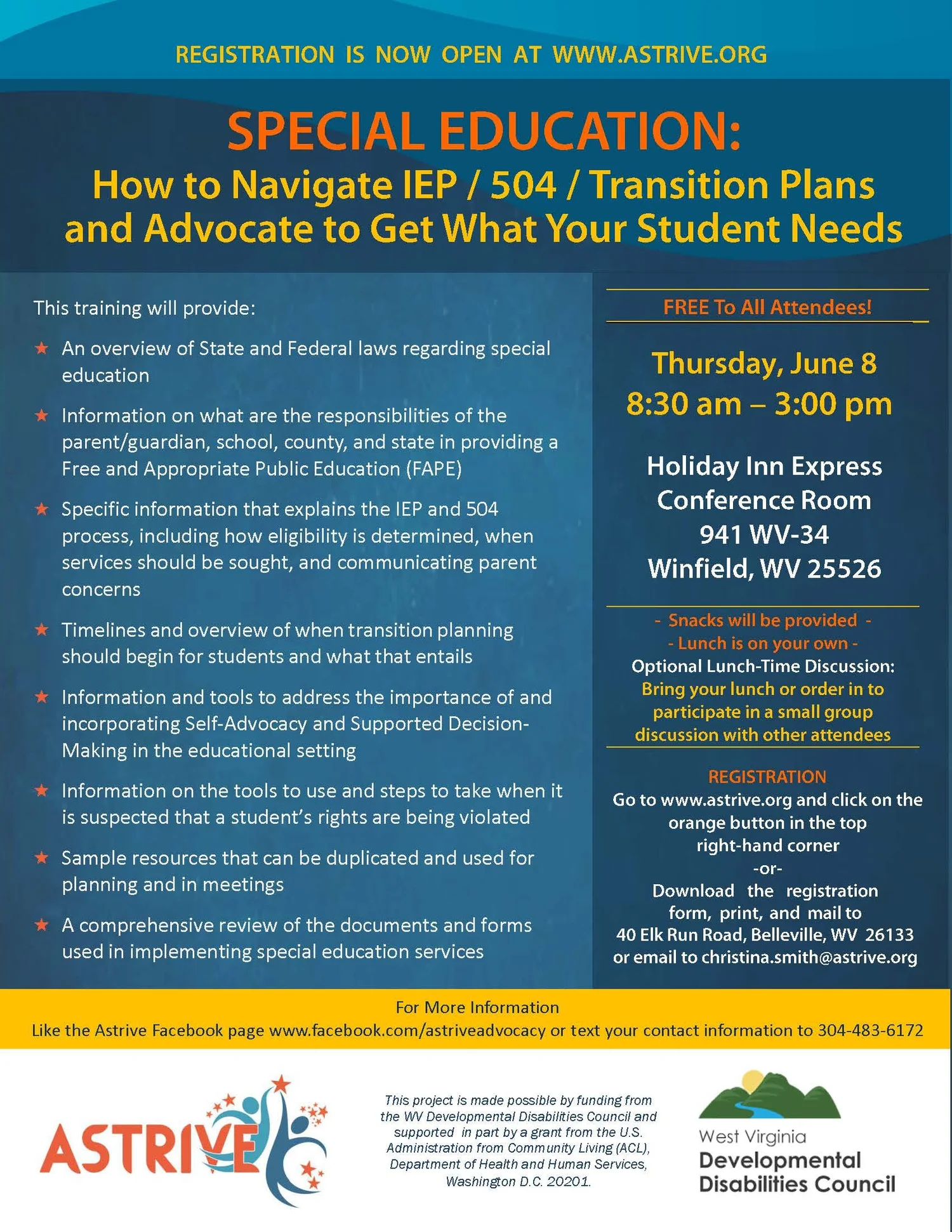 CLICK TO REGISTER - SPECIAL EDUCATION TRAINING 2023 — ASTRIVE Advocacy