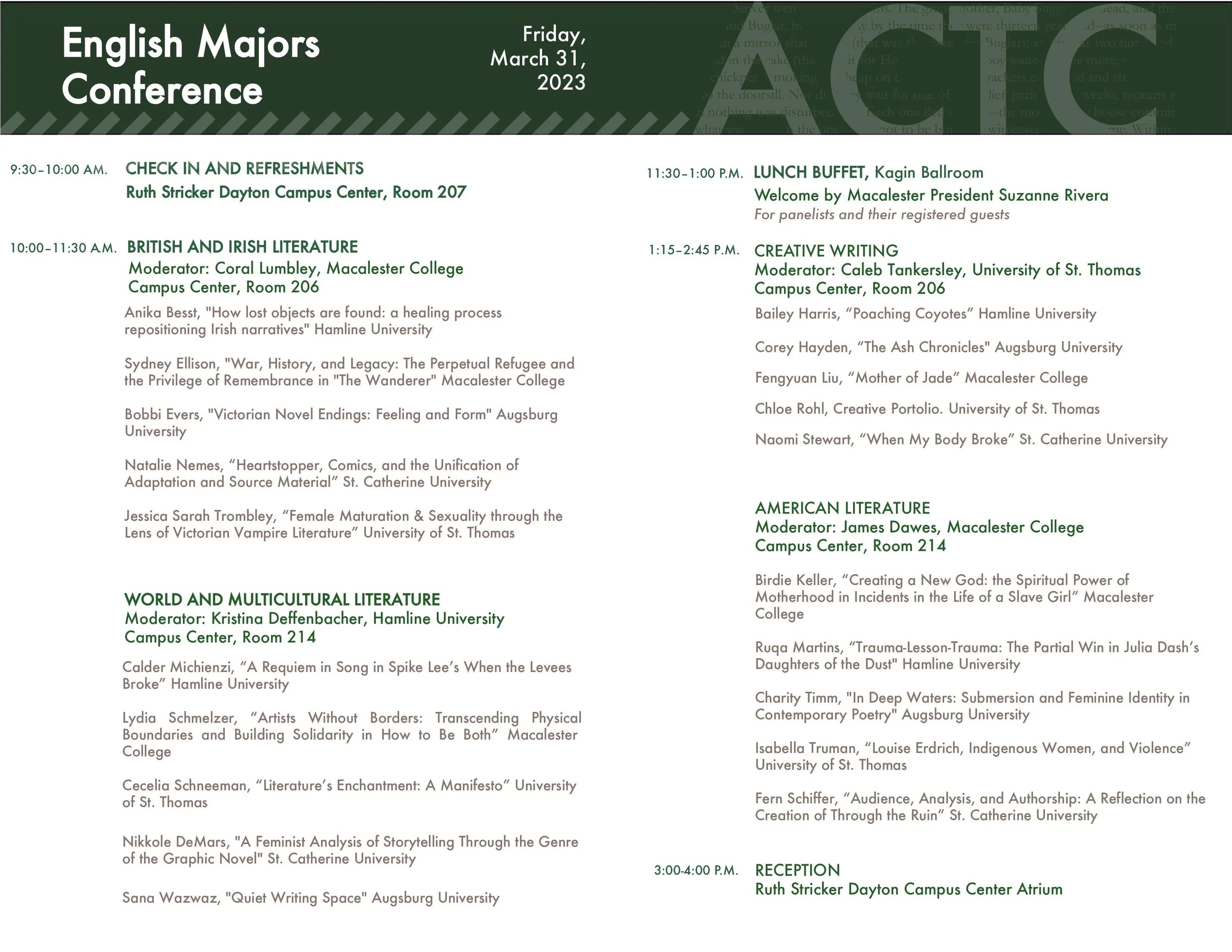 ACTC English Majors Conference Brings Together Brilliant Undergraduates ...