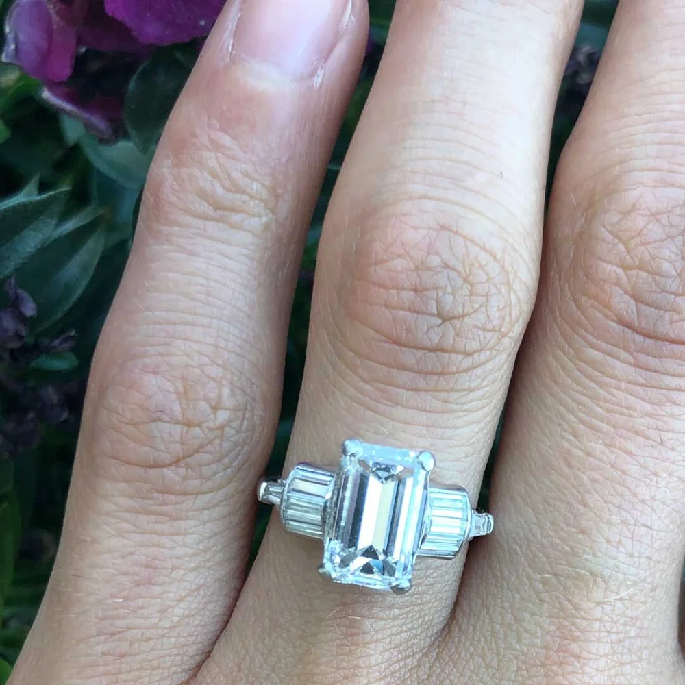 Emerald Cut Diamond On Hand