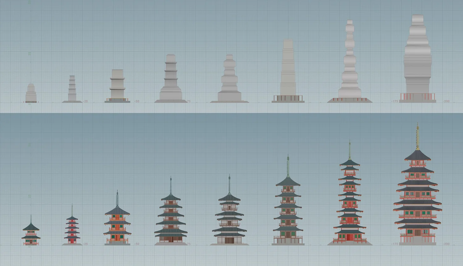 Japanese Pagoda [Procedural Generator] — Marco de Goeij