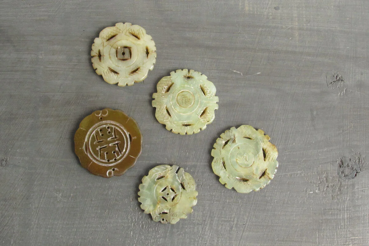 Carved Chinese Jade Coin | Feng Shui Charm | Arogya Holistic Healing