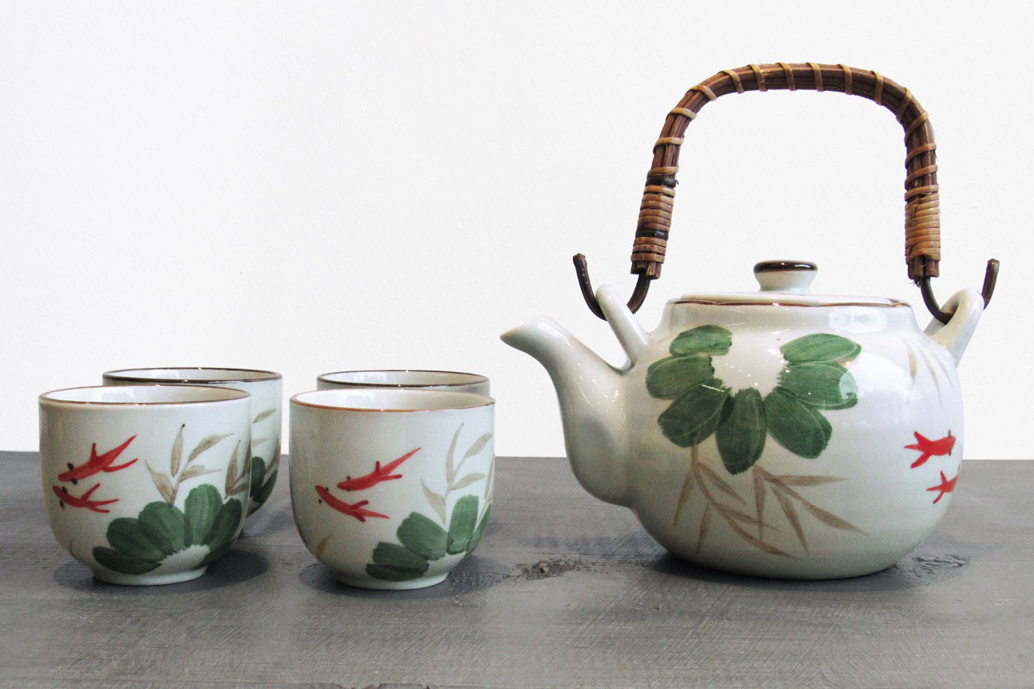 Ceramic Tea Set for Two with Bamboo Serving Tray | Arogya Holistic Healing