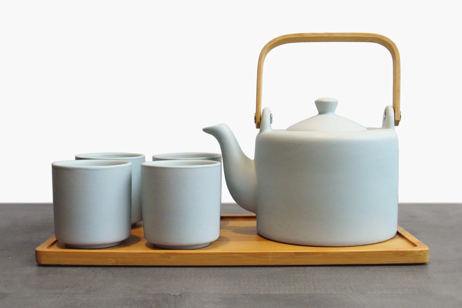 Blue Tea Set with White Blossoms - 6 pcs | Arogya Holistic Healing