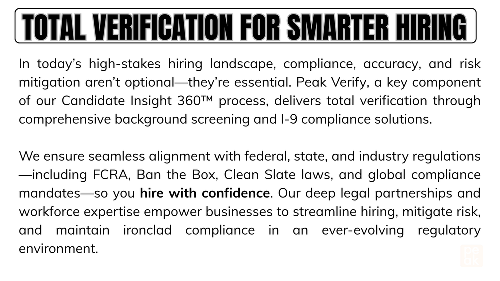 Expert Candidate Verification Solutions. — Peak Talent Capital Solutions