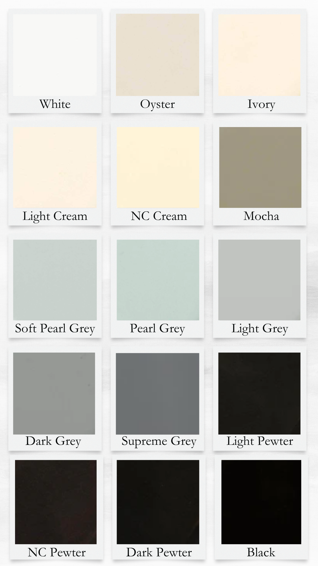 Ivory Colour Chart