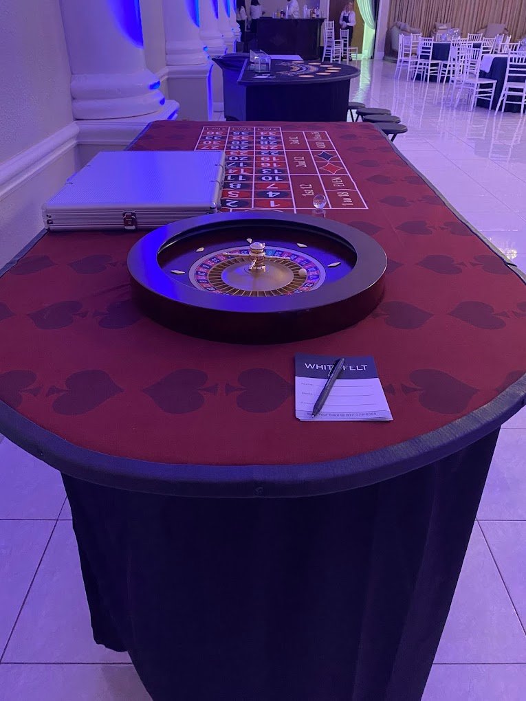 White Felt Casino Events | Casino Party Rental