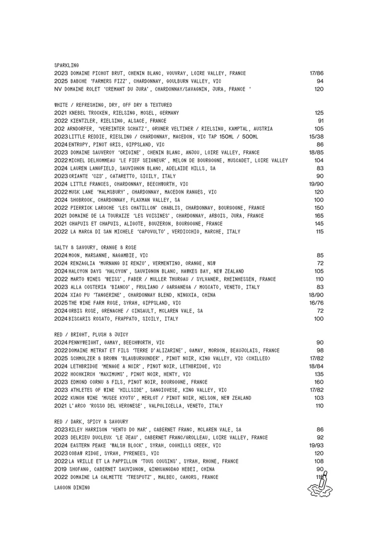 Menu — Lagoon Dining
