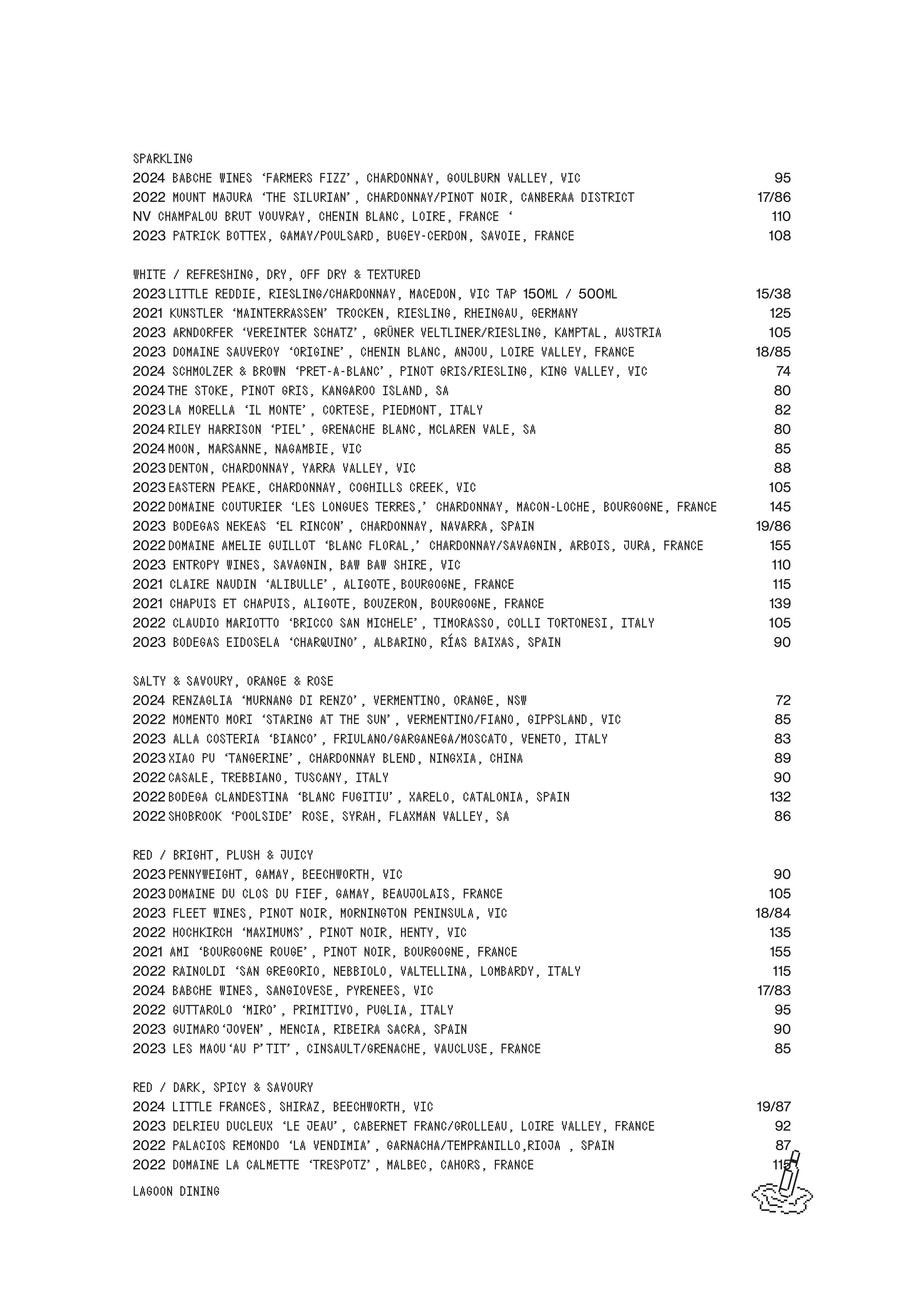 Menu — Lagoon Dining