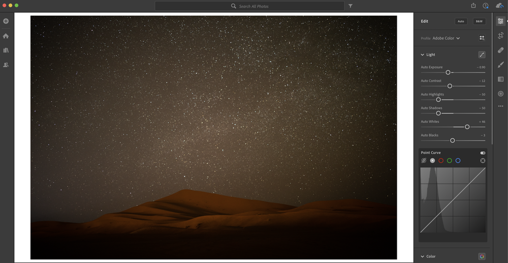 6 steps on how to edit a star and night sky picture in Lightroom ...