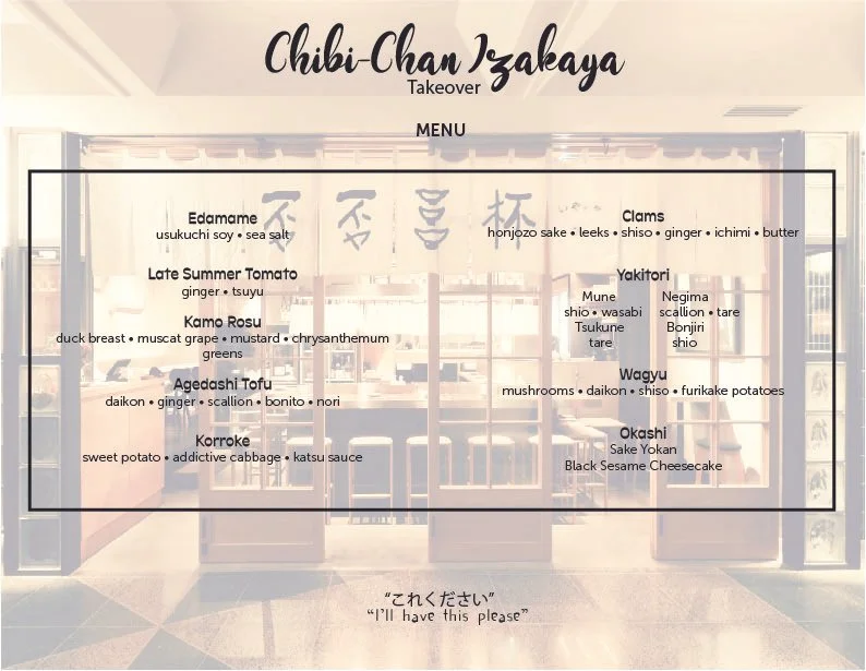 Chibi-Chan Izakaya Menu — Momotaro Ramen