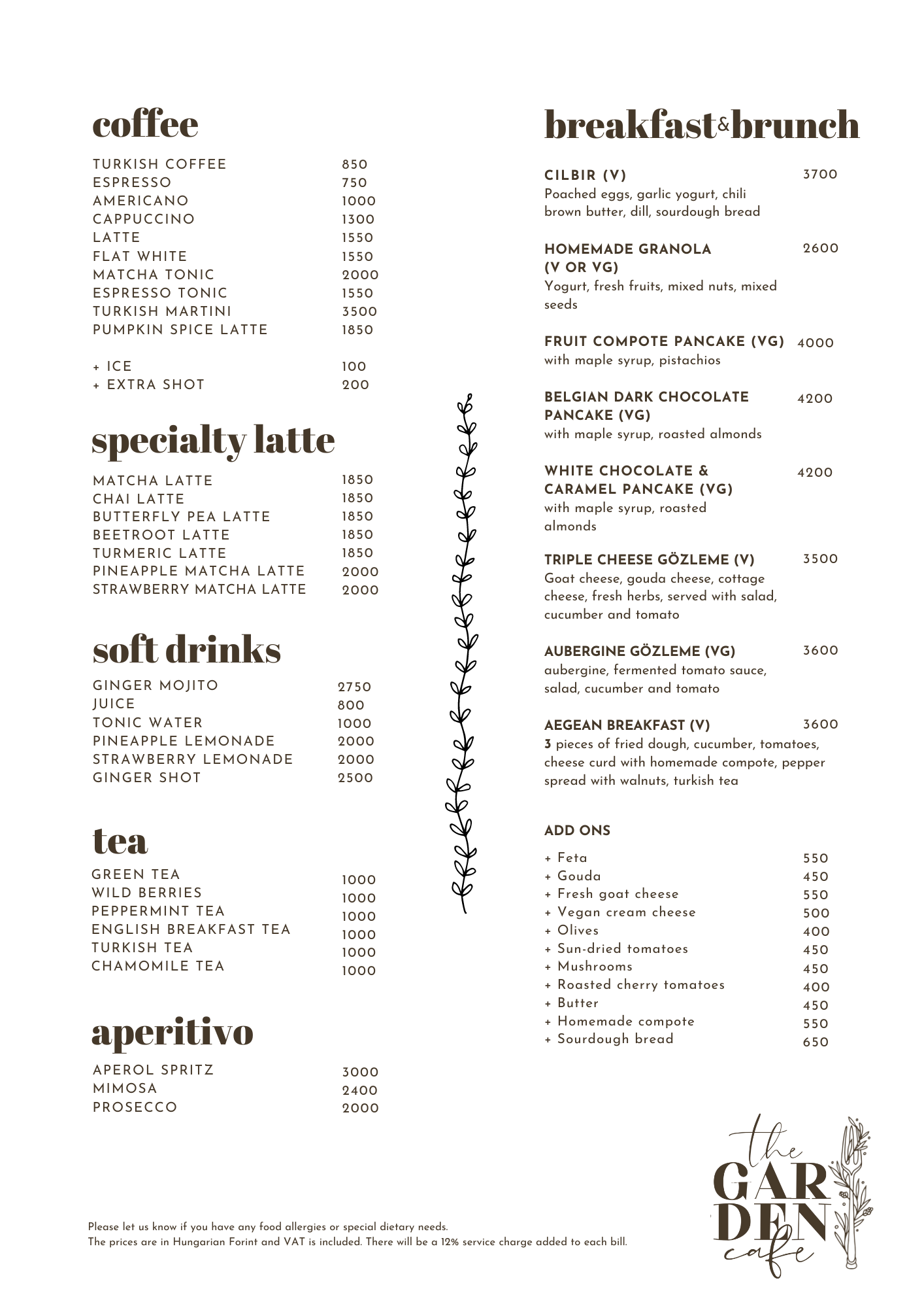 Menu — Brody House