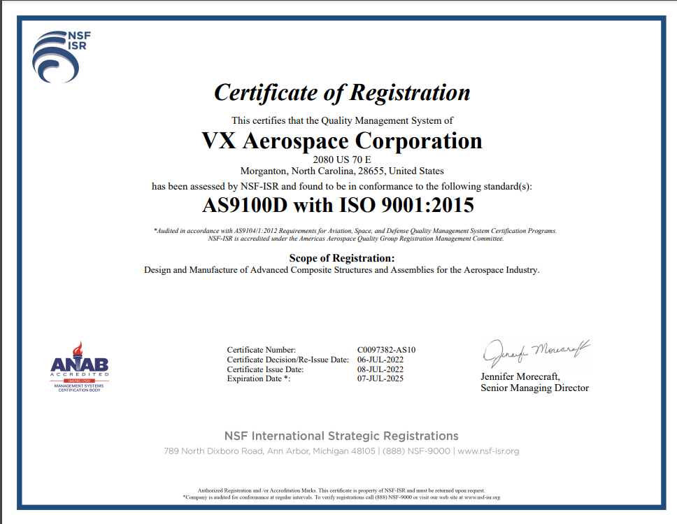 AS9100RevD:2015 — VX AEROSPACE