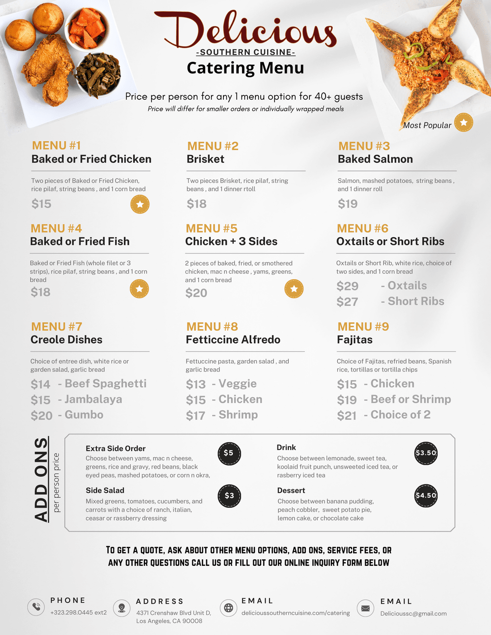 WE CATER — Delicious Southern Cuisine