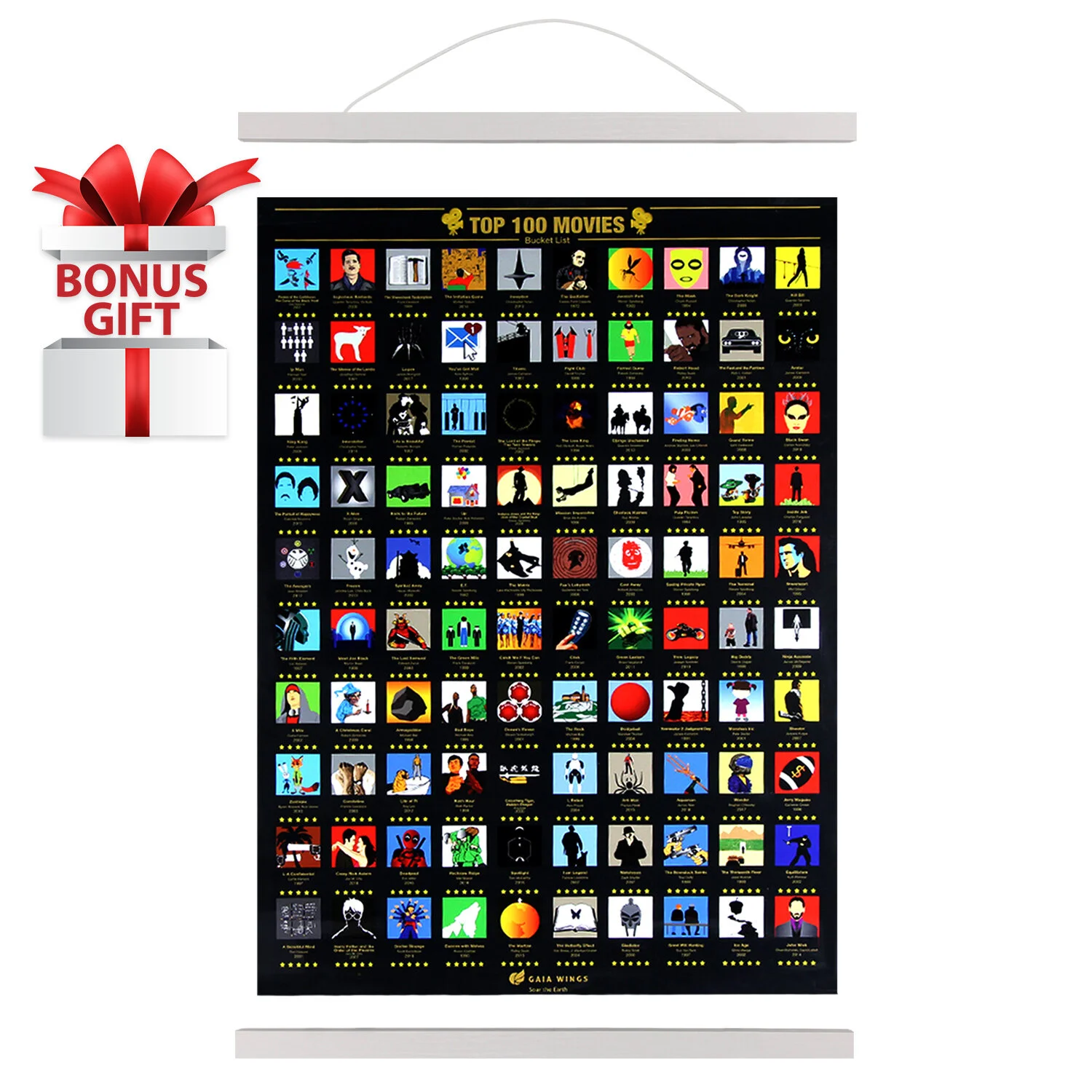 100 Movie Bucket List Poster White — Gaia Wings