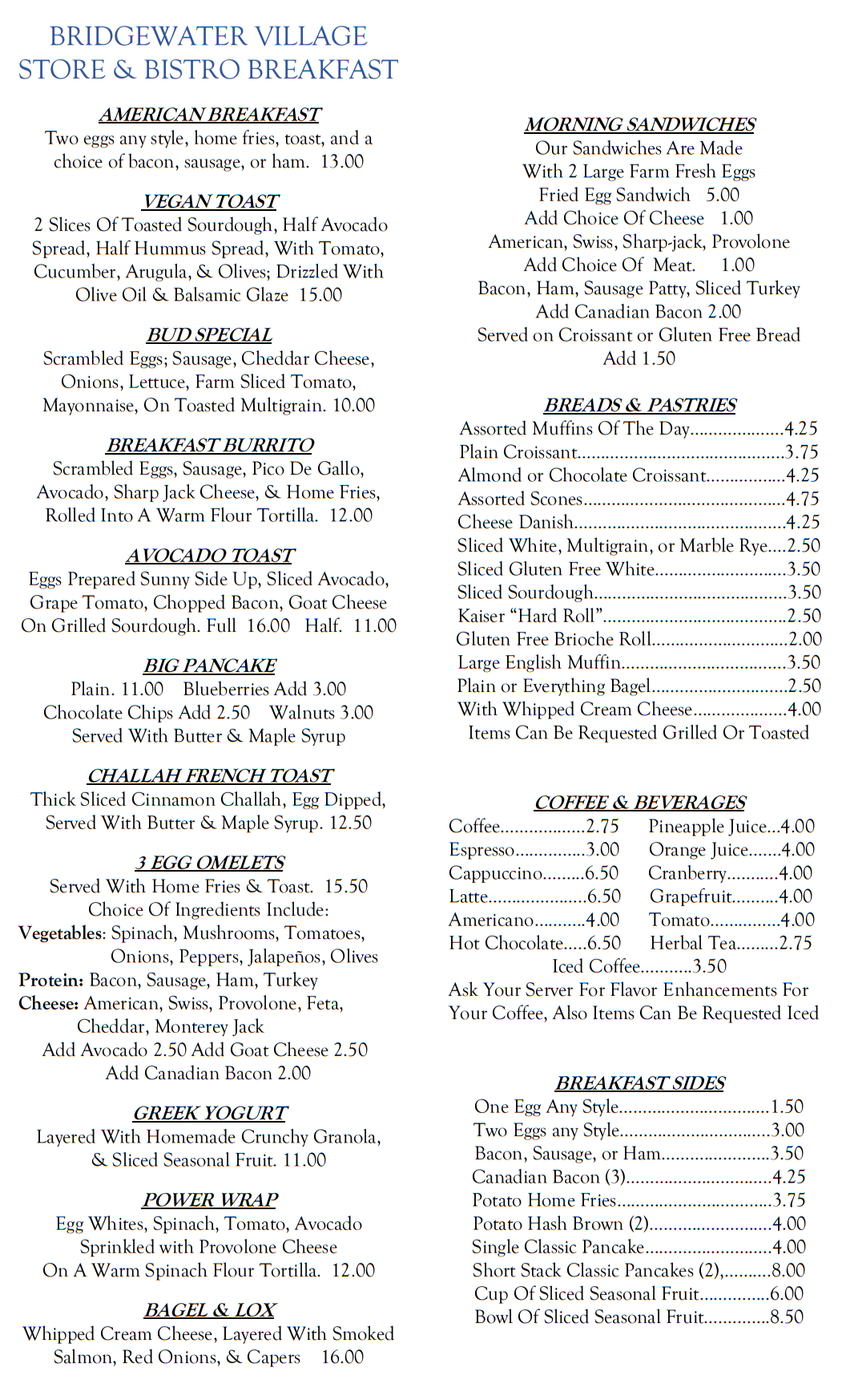 Eat — Bridgewater Village Store & Bistro