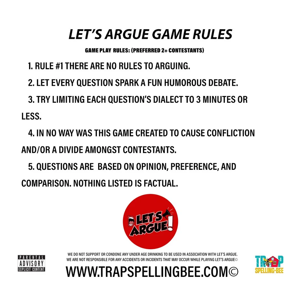 Let's Argue Rules — Trap Spelling Bee