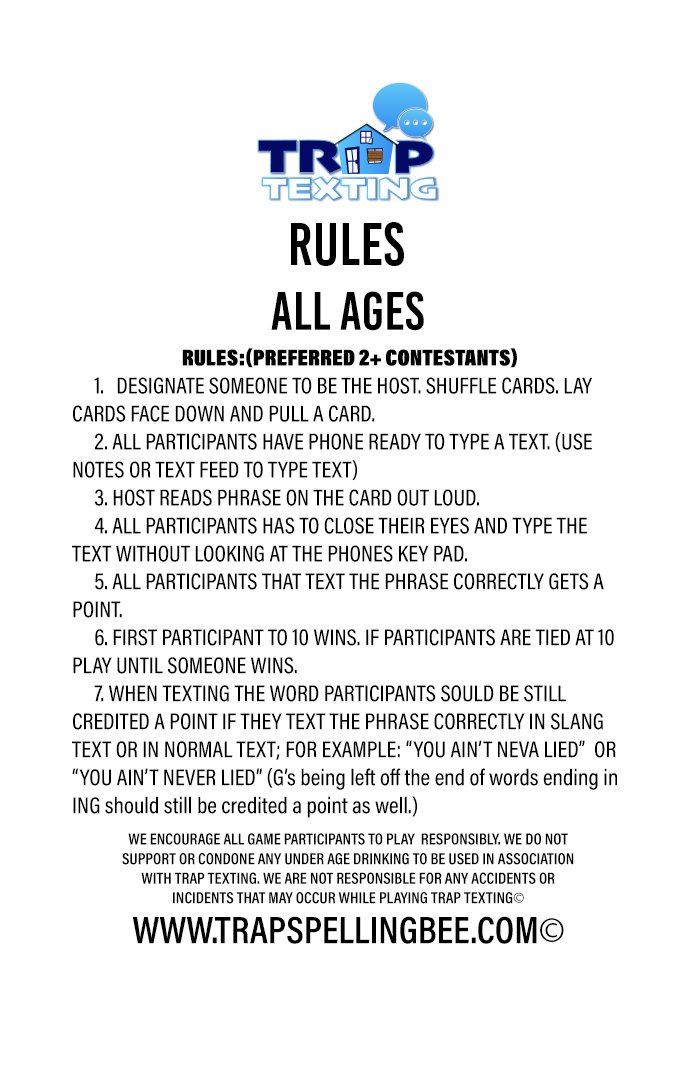 Trap Texting Rules - Coming Soon! — Trap Spelling Bee