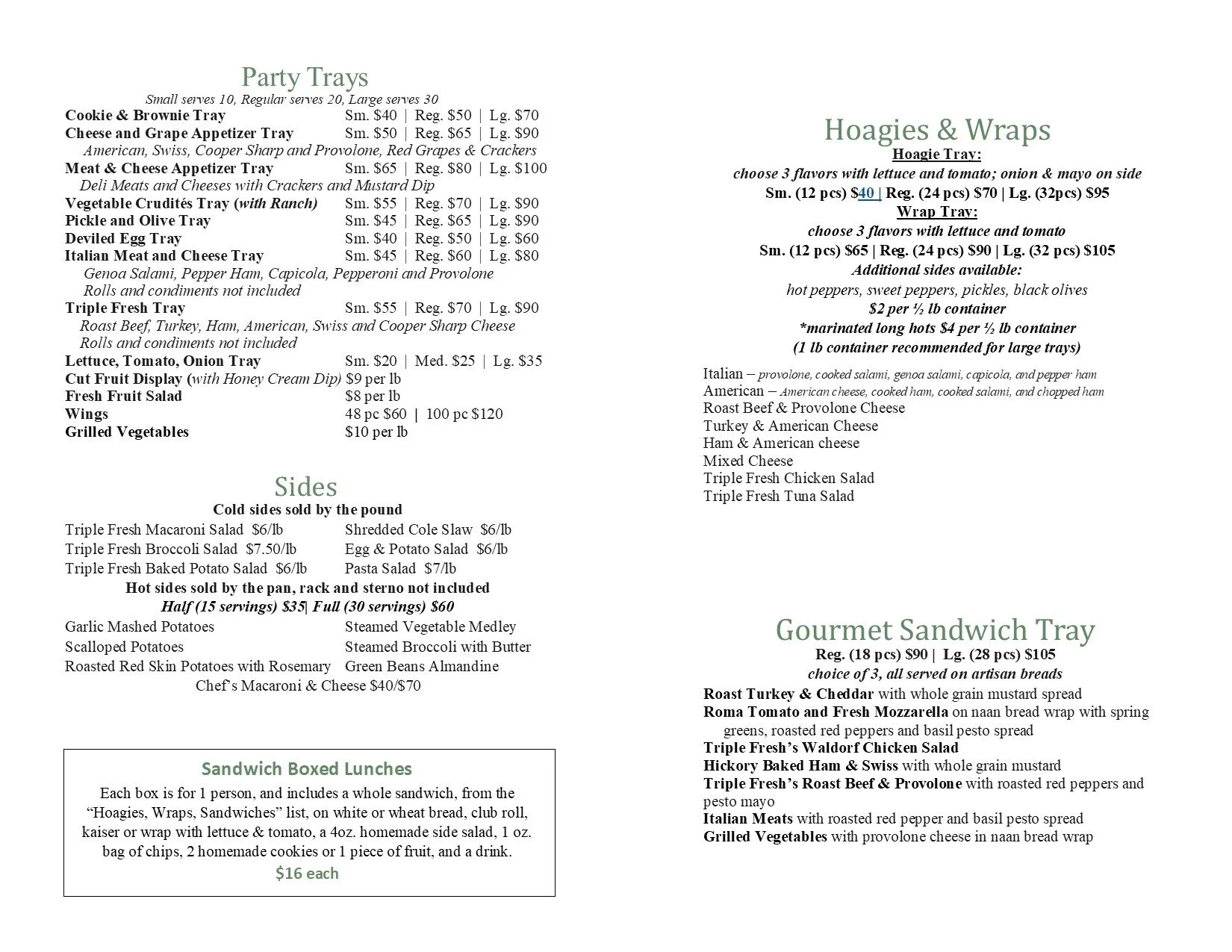 Catering — Triple Fresh Market & Catering