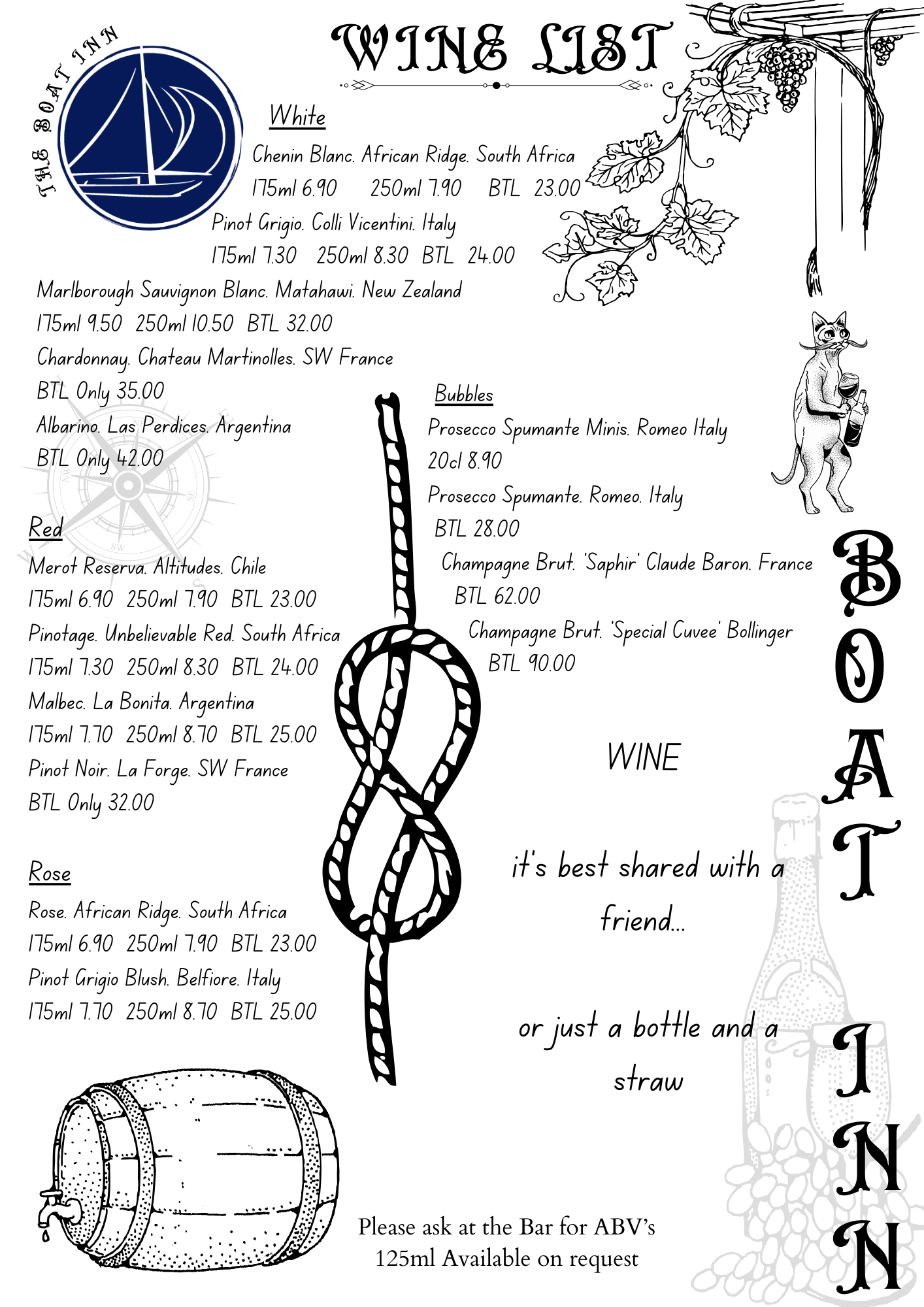 Menu — The Boat Inn Chepstow