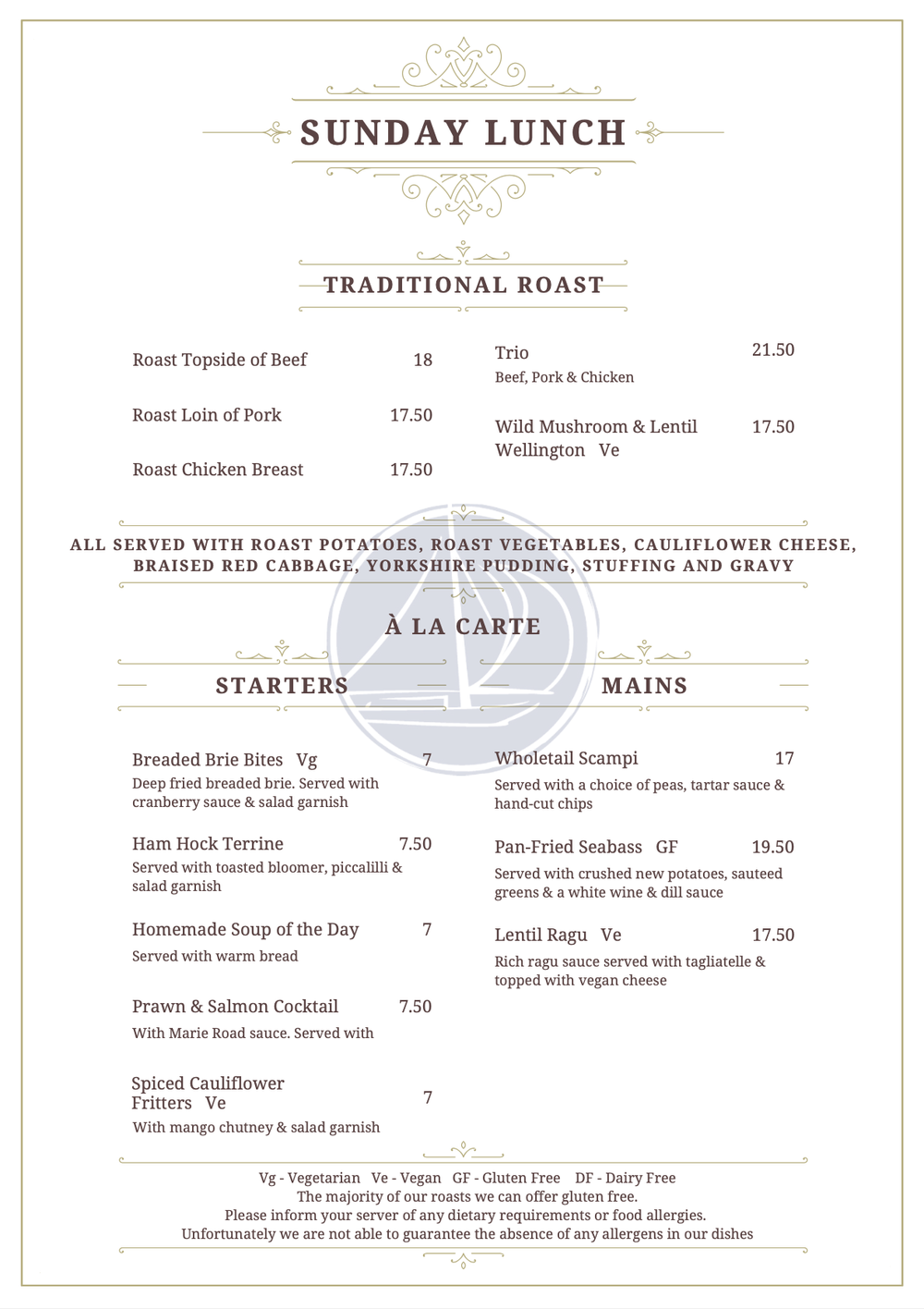 Menu — The Boat Inn Chepstow
