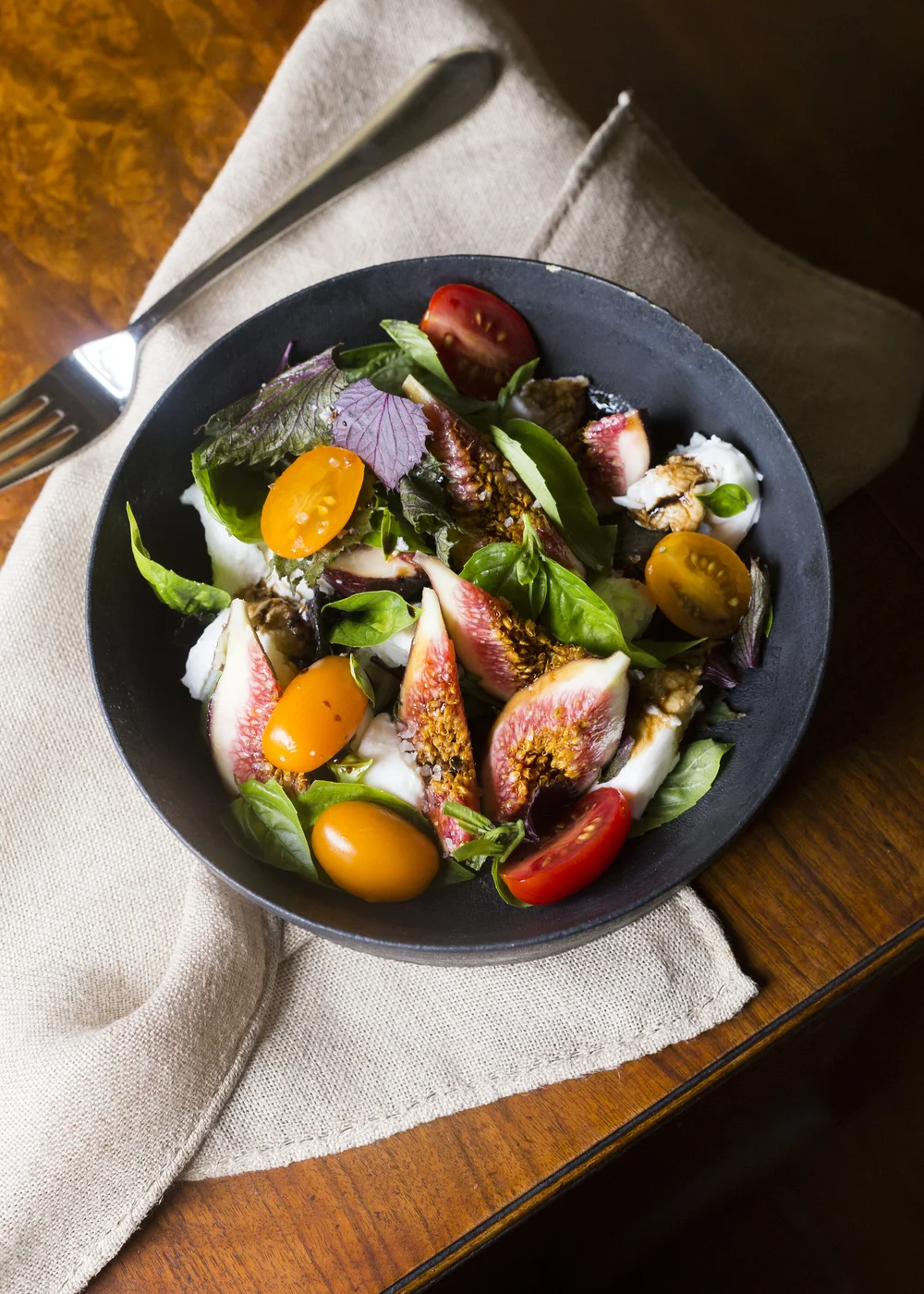The Torn Salad - mozzarella, fig and basil — Cecile Vadas