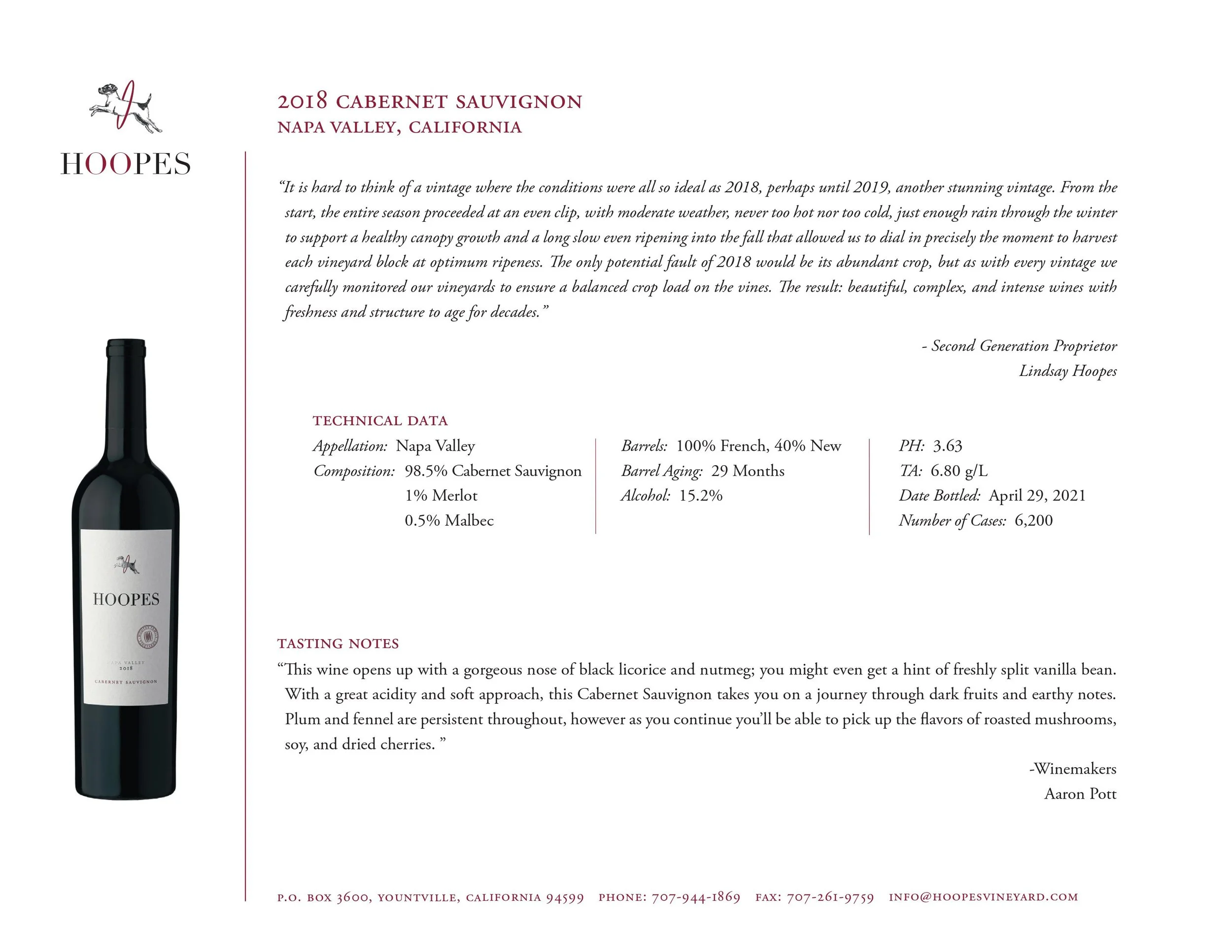 Technical Sheets | Learn More, Discover Quality — Hoopes Vineyard