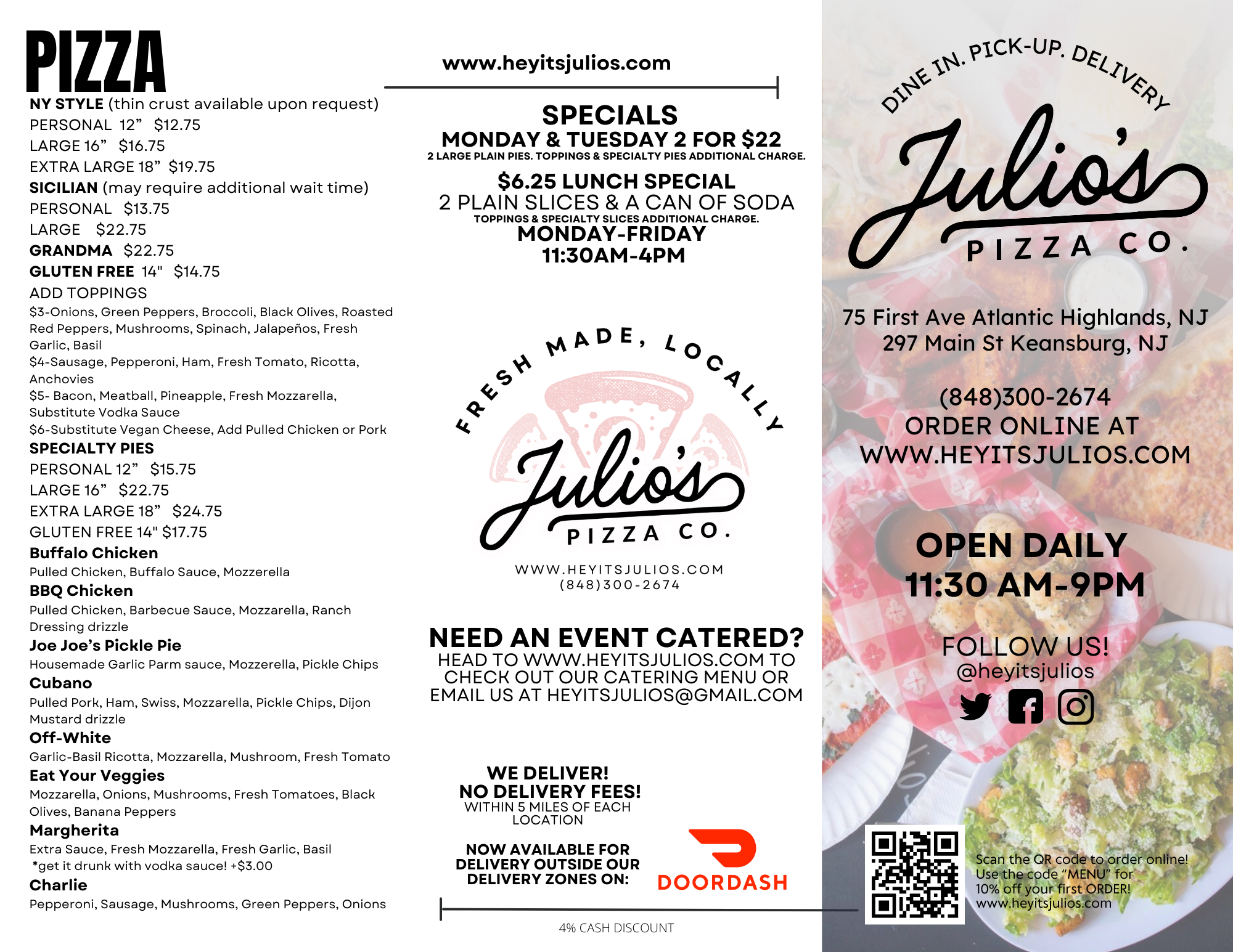 Menu & Specials — Julio's Pizza Co.