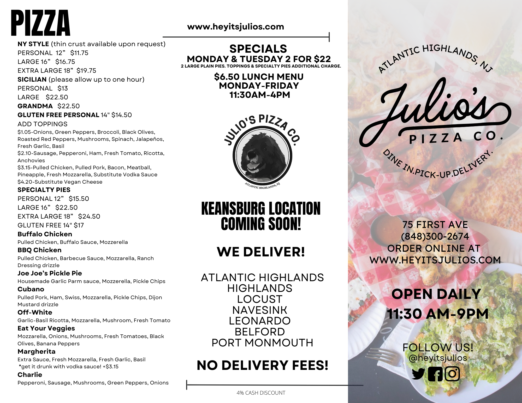 Menu — Julio's Pizza Co.