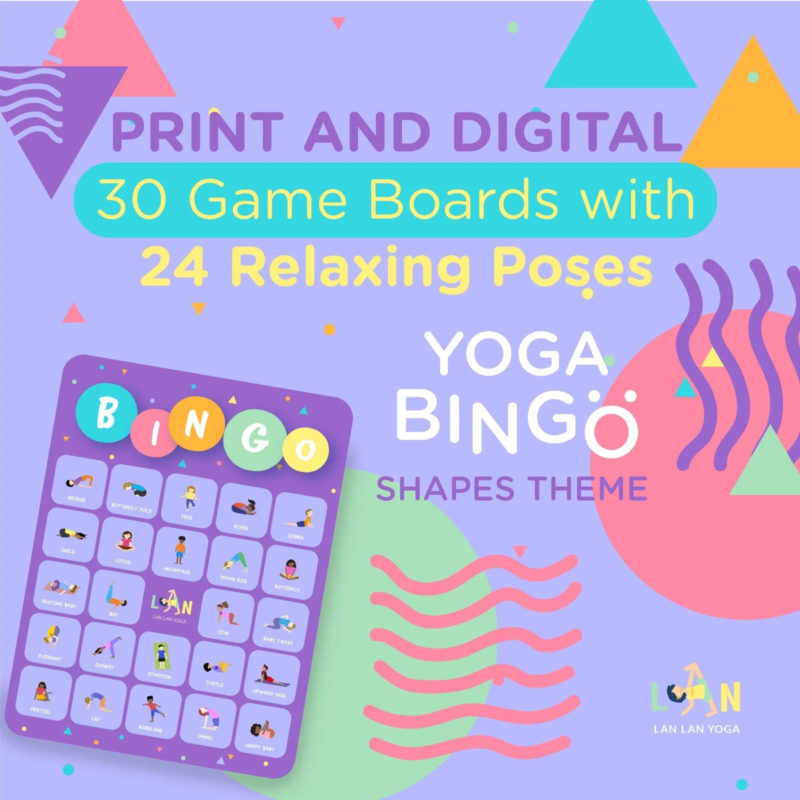 Printable Yoga Bingo Game - Stretch and Relax — Lan Lan Yoga