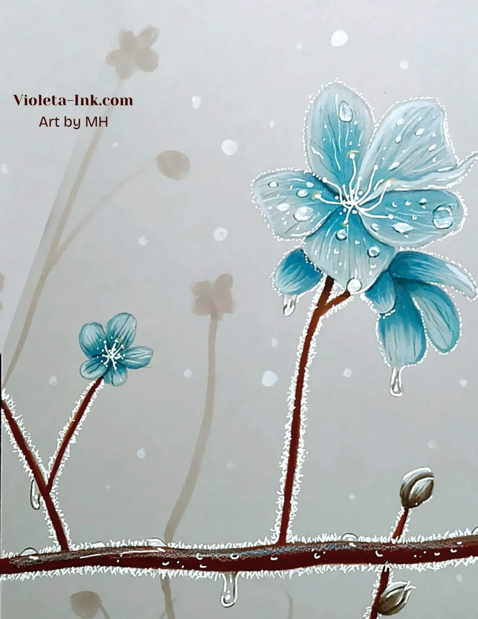 Blue Frozen Flower — Violeta Ink