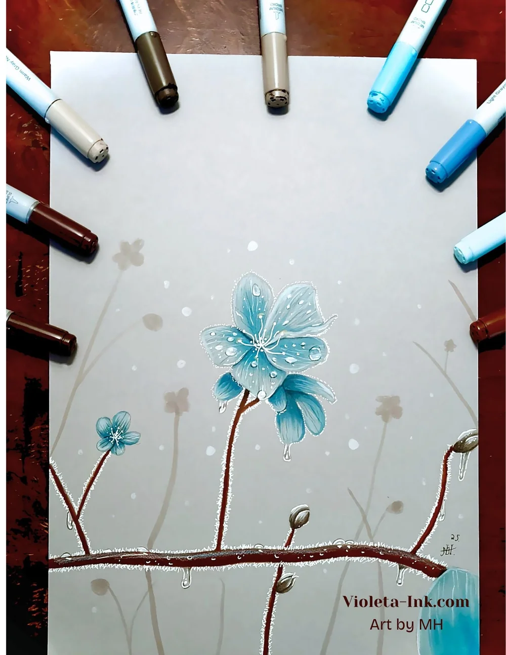 Blue Frozen Flower — Violeta Ink