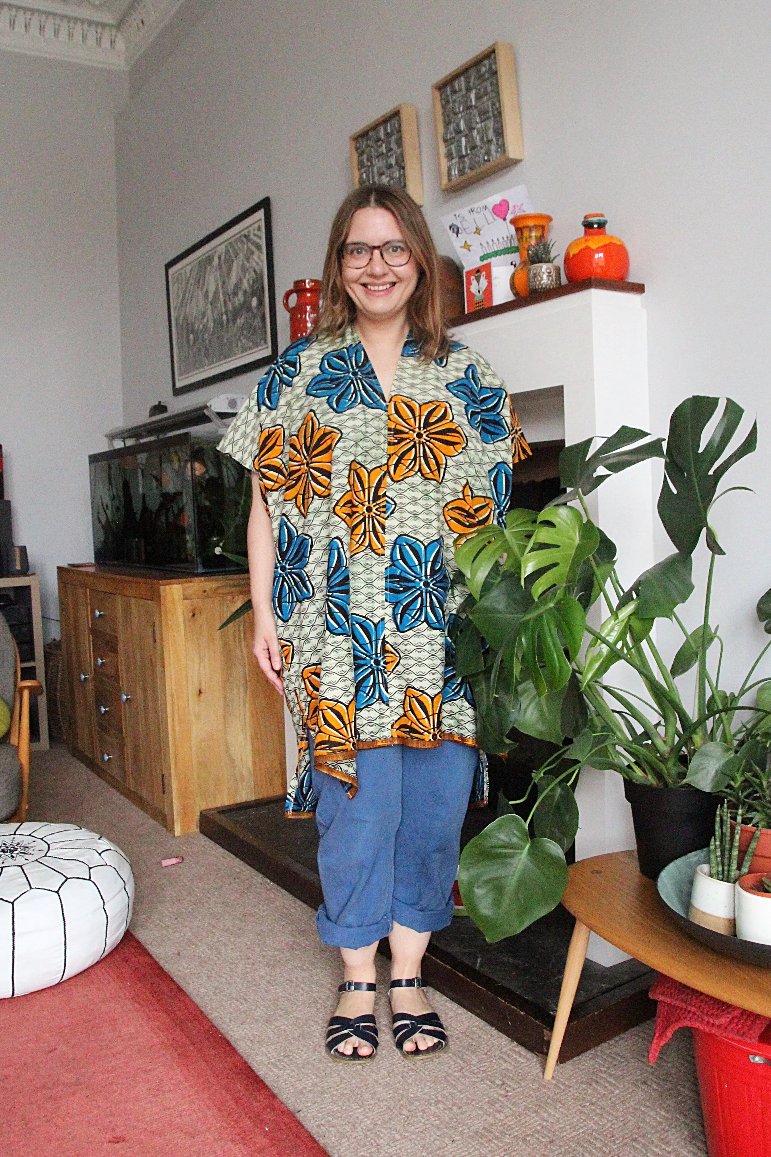 Cris Wood Sews Envelope dress in block print fabric — apple franca