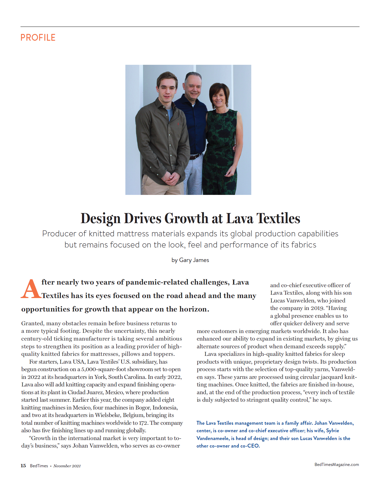 Design drives growth at LAVA Textiles - Bedtimes Magazine — Lava Textiles