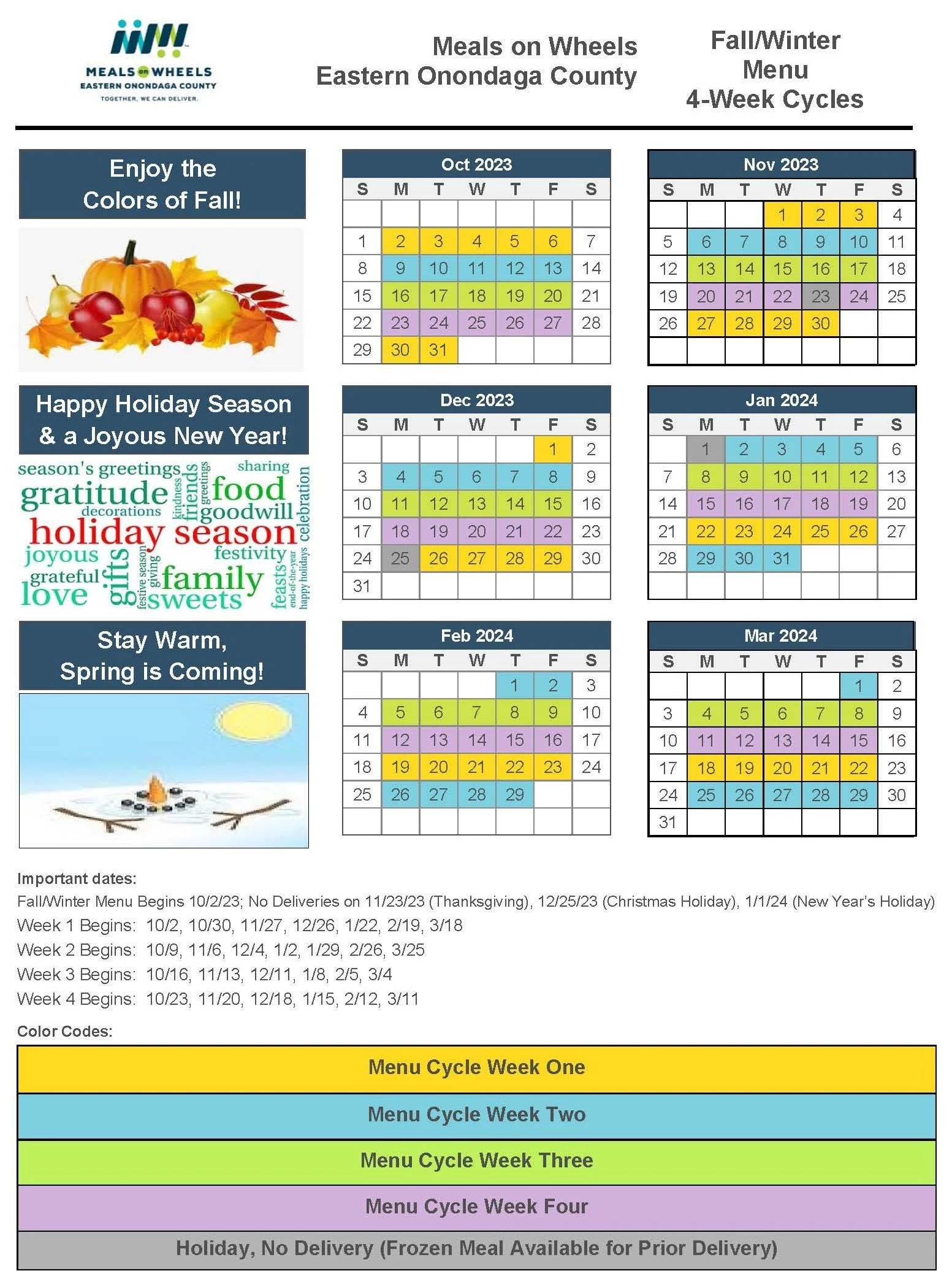 Menu — Meals on Wheels Eastern Onondaga County