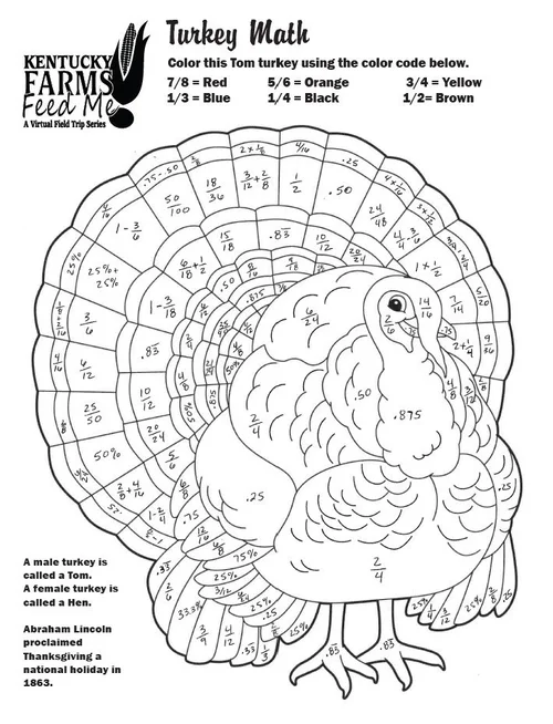 Turkey Color by Number Worksheets — #TeachKyAg