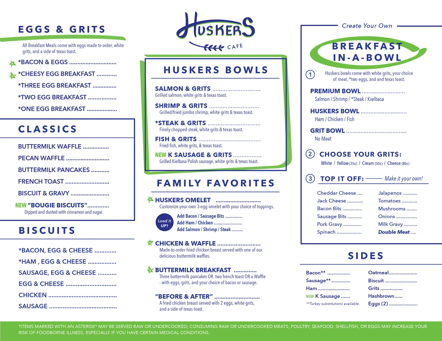 Menu — Huskers Cafe