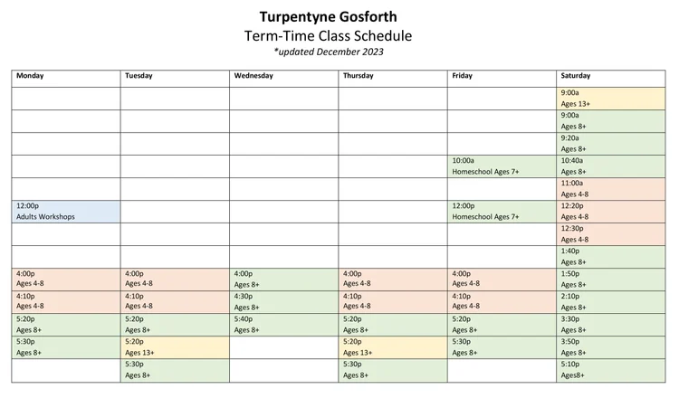 Gosforth Schedule & Calendar — Turpentyne - Home