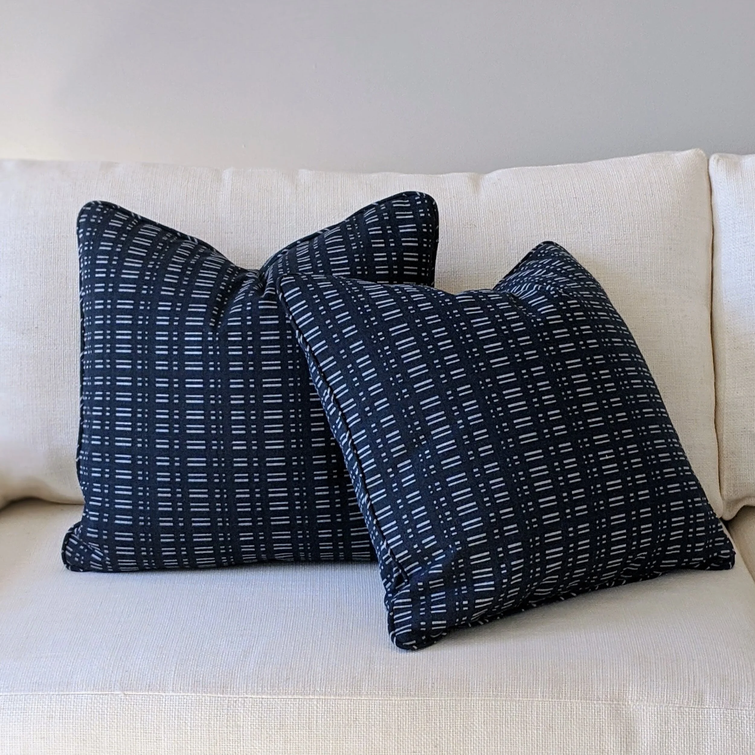 Set of Bold Navy Striped Pillows — Styled with Navy