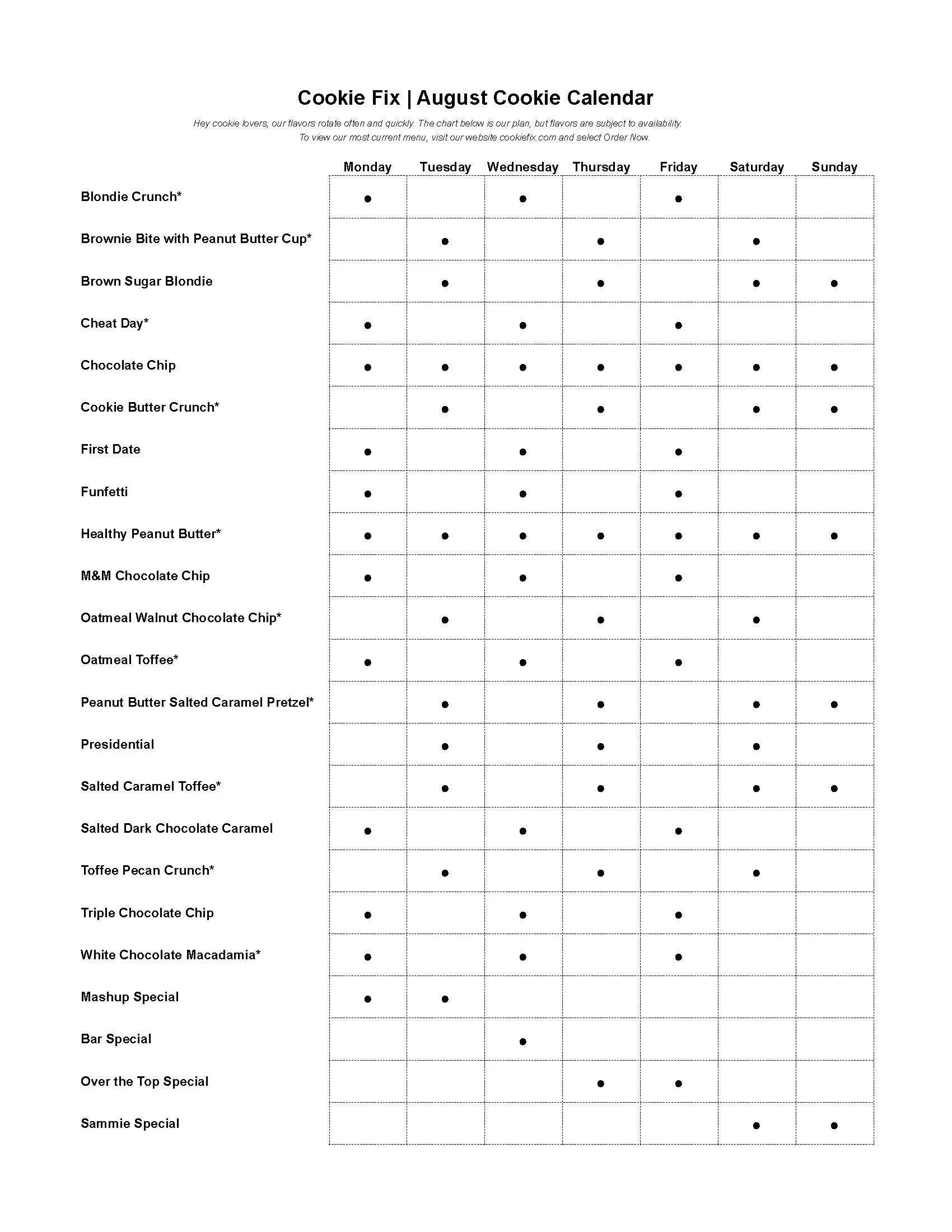 Cookie Calendar — Cookie Fix
